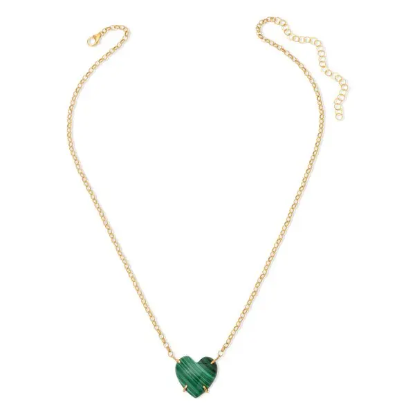 HEATHER HAWKINS Love Story Malachite Heart Gemstone Necklace Gold-filled - Green