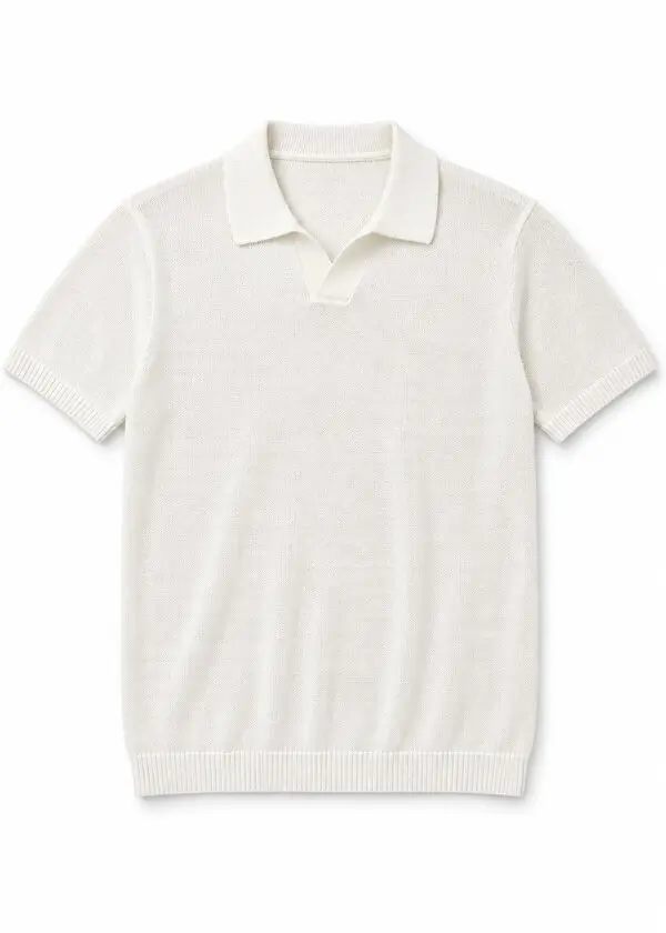 VAYLA Fine-knit Relaxed Fit Open Collar Polo Shirt