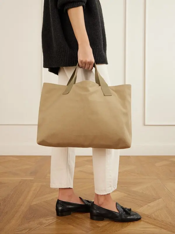 THE ROW Brian Leather-trimmed Canvas Medium Tote
