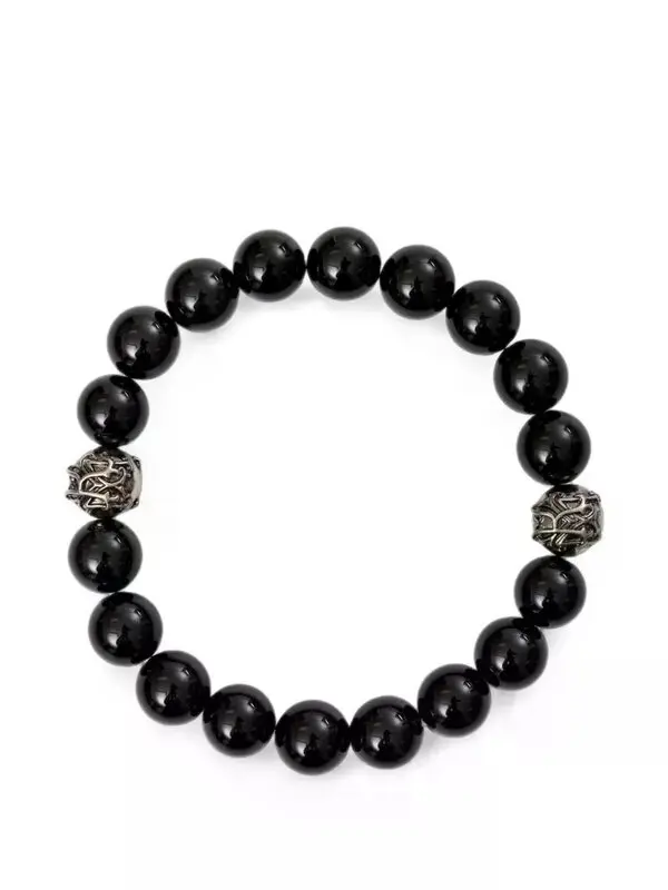 KAMIYA Engraved Bead Natural Stone Bracelet - Black