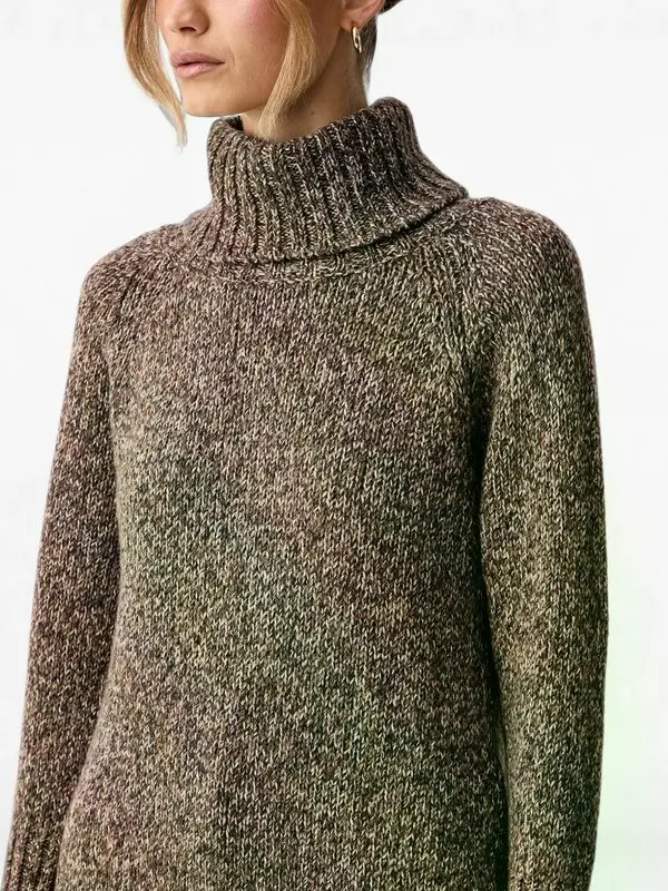 Luisa Spagnoli Magnesite Roll-neck Marl-knit Sweater