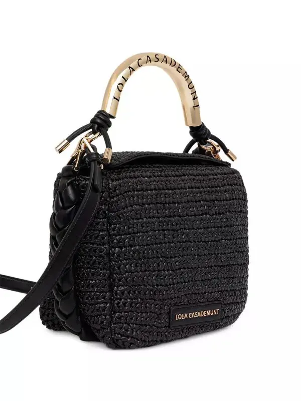 Lola Casademunt Woven-effect Logo-handle Tote Bag - Black