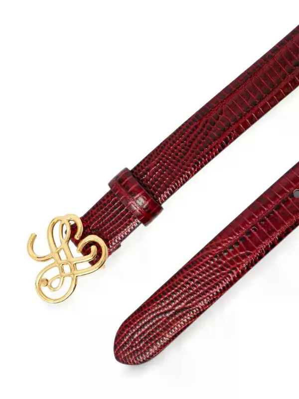Luisa Spagnoli Danielina Lizard-effect Monogram-buckle Belt - Red