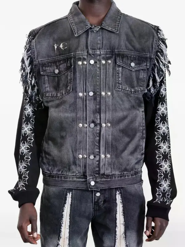 THUG CLUB Tc Angels Fringe-trim Denim Jacket