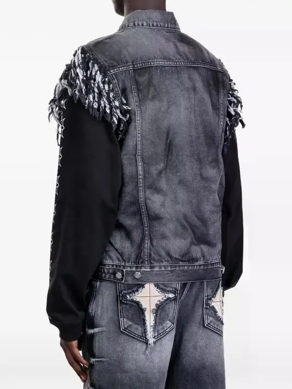 THUG CLUB Tc Angels Fringe-trim Denim Jacket