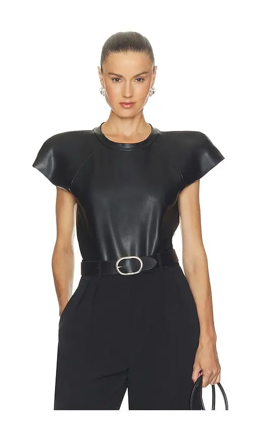 Norma Kamali Cap Sleeve Bomber Bodysuit In . Also