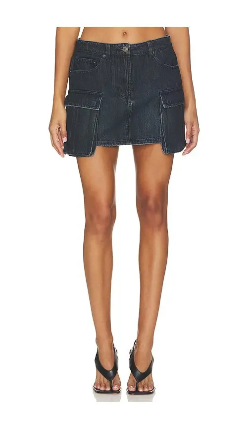 Courtney Zheng Denim Cargo Mini Skirt In . Also - Blue