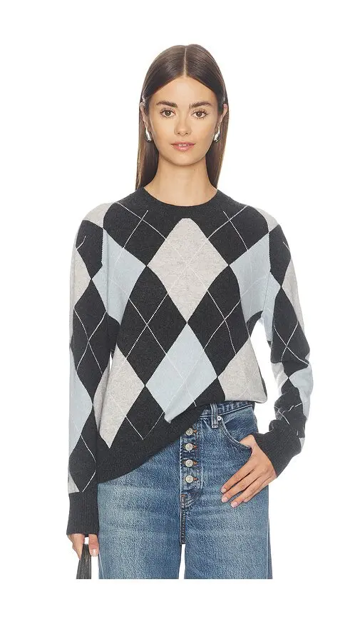 Enza Costa Cashmere Argyle Sweater In . Also