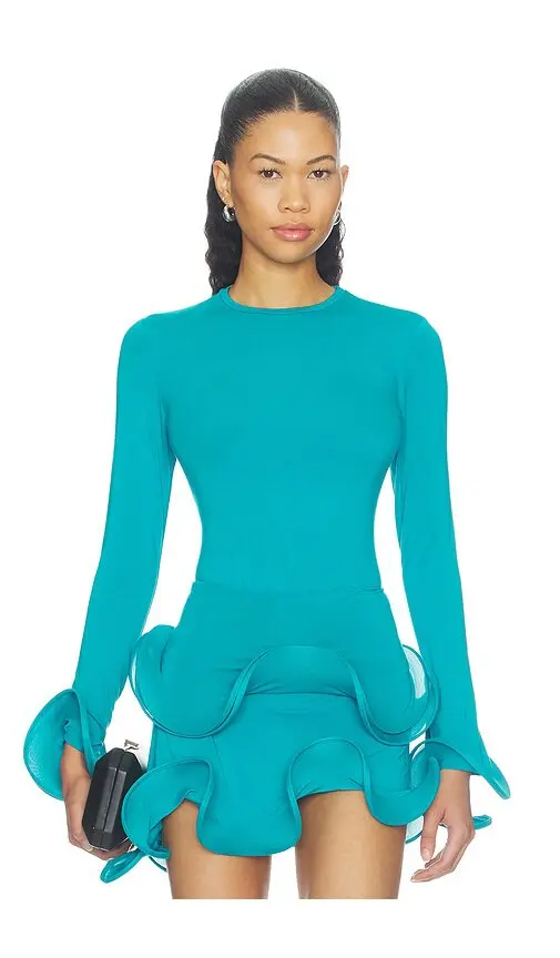 SID NEIGUM Wave Sleeve Bamboo Top In . Also - Blue