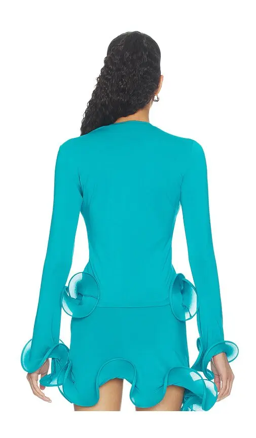 SID NEIGUM Wave Sleeve Bamboo Top In . Also - Blue