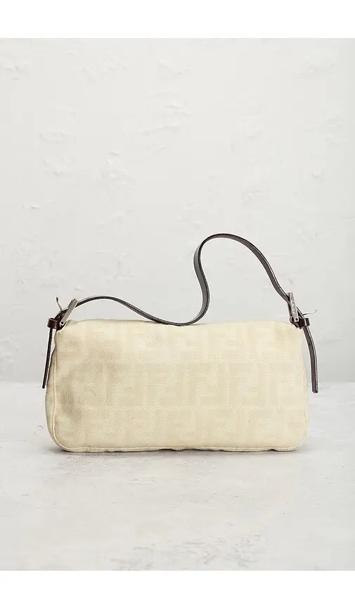 FWRD RENEW Fendi Zucca Baguette Shoulder Bag - Cream