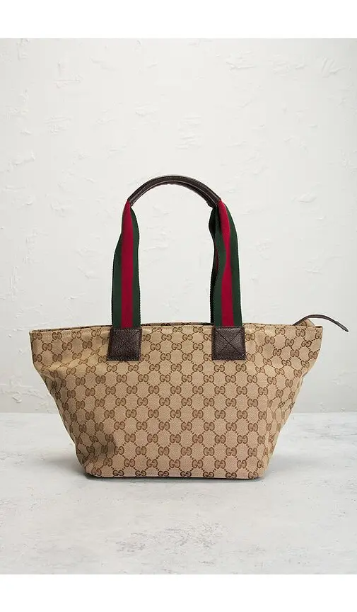 FWRD RENEW Gucci Web Bucket Tote Bag