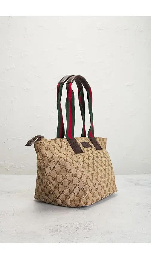 FWRD RENEW Gucci Web Bucket Tote Bag