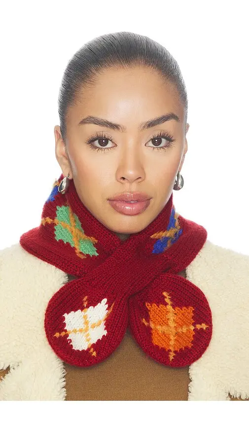 Guest In Residence Argyle Bowtie Scarf - Red
