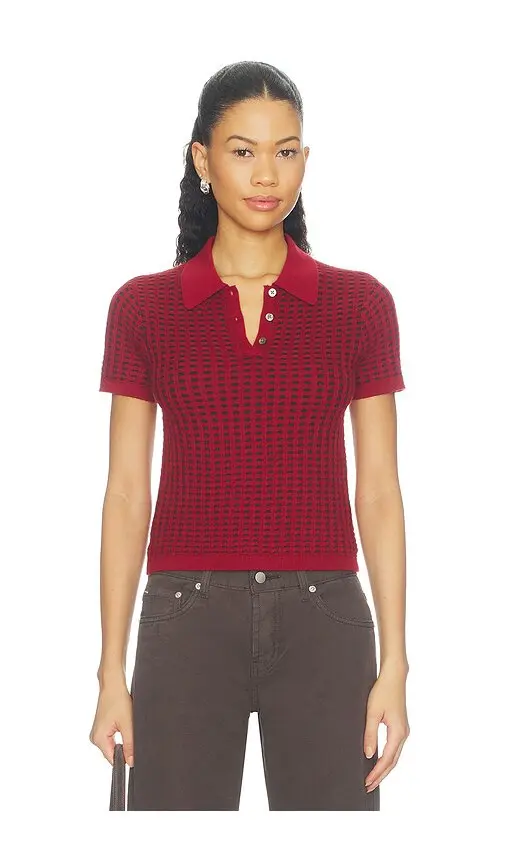 Guest In Residence Shrunken Waffle Polo Top In . Also
