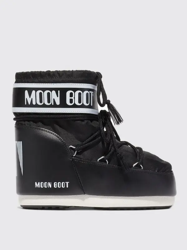 Moon Boot Icon Low Two-tone Nylon Snow Boots With Logo - Black