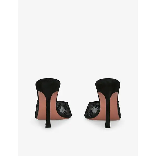 Amina Muaddi Alexa 95 Embellished Mesh Mules