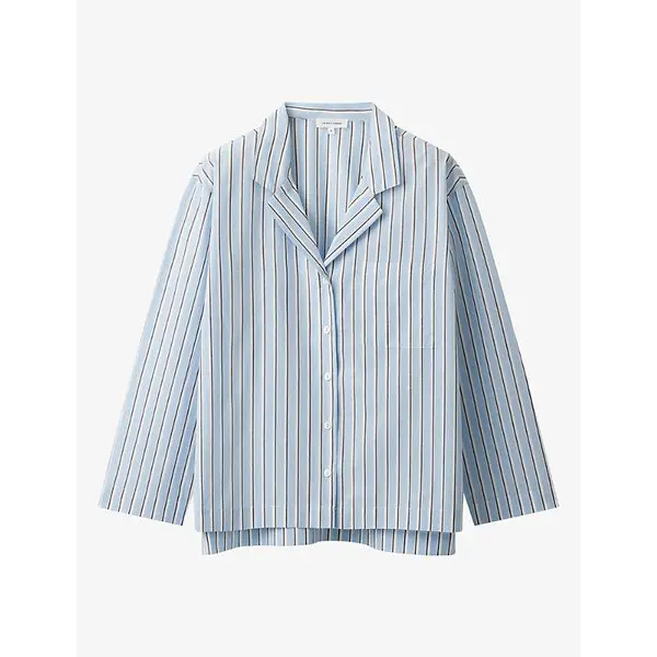 THE WHITE COMPANY Striped Relaxed-fit Cotton Pyjama Top - Bluestripe