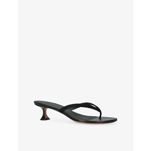 Amina Muaddi Juliette 45 Thong Leather Heels