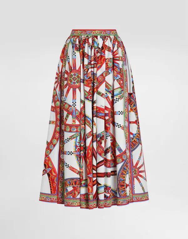 Dolce & Gabbana Carretto-print Poplin Long Skirt Skirts Multi-colored - Multicolor