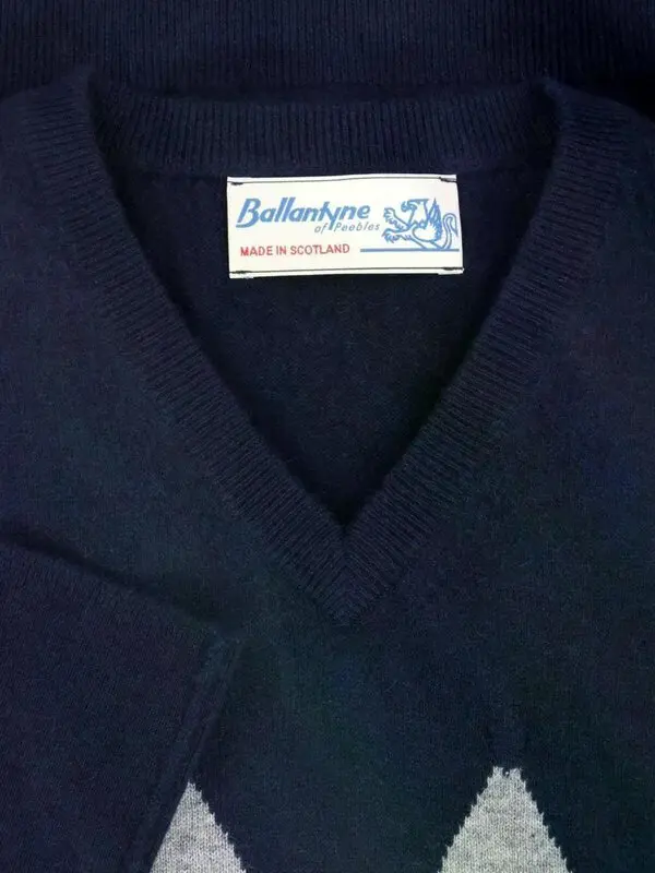 BALLANTYNE Argyle-intarsia V-neck Sweater