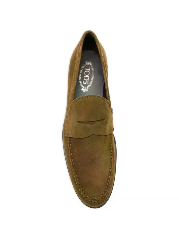 TOD'S Pebbled-sole Suede Penny Loafers