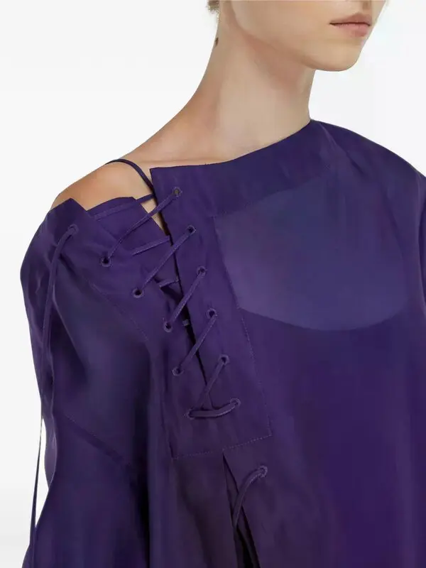 FERRAGAMO Lace-up Sheer-panel Top