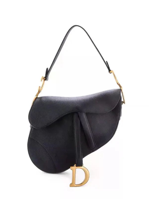 Dior Saddle Handbag Leather Medium Shoulder Bag - Black