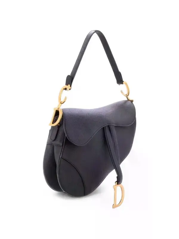 Dior Saddle Handbag Leather Medium Shoulder Bag - Black
