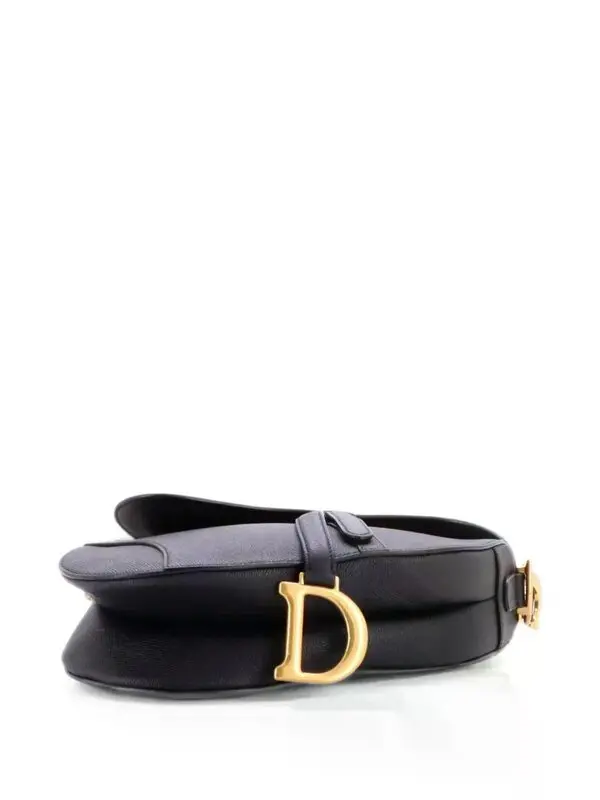 Dior Saddle Handbag Leather Medium Shoulder Bag - Black