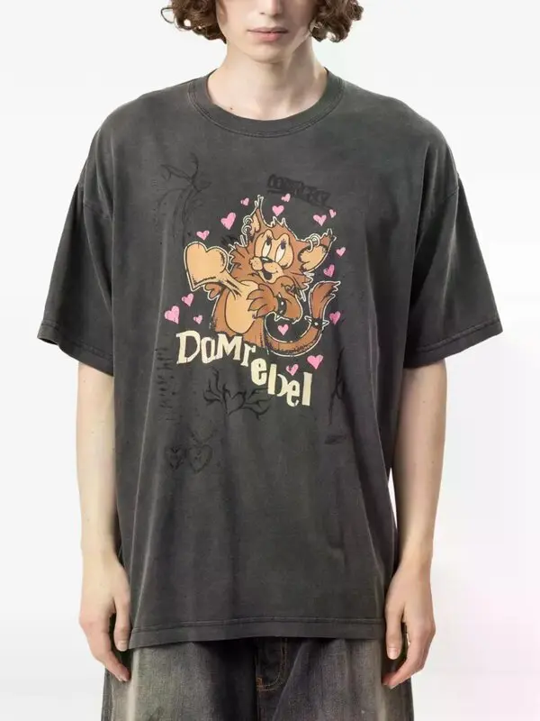 DOMREBEL Boom Graphic-print Cotton T-shirt - Grey