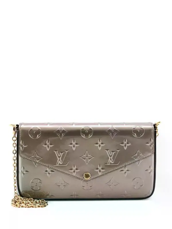 LOUIS VUITTON Felicie Pochette Limited Edition Metallic Monogram Vernis Shoulder Bag - Grey