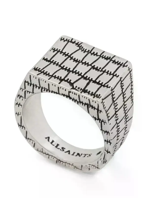 ALLSAINTS Etched Signet Rings - Silver