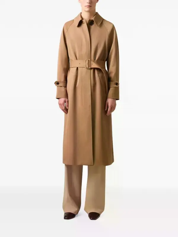 LARDINI Belted Wool Trench Coat