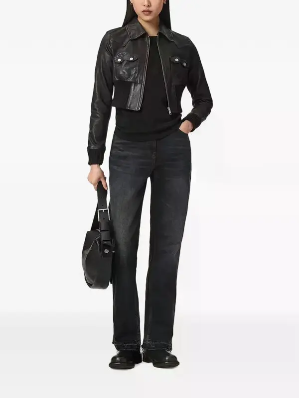 ALLSAINTS Ribbed-knit Panelled Leather Jacket