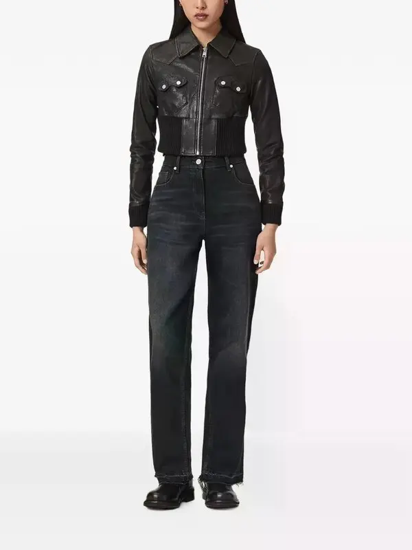 ALLSAINTS Ribbed-knit Panelled Leather Jacket