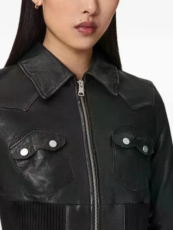 ALLSAINTS Ribbed-knit Panelled Leather Jacket