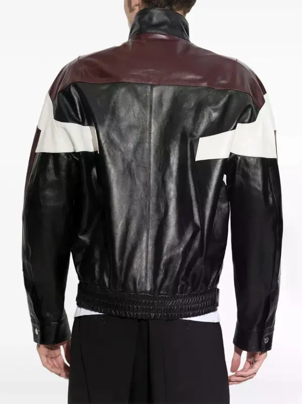 Dsquared2 Colour-block Stand-collar Leather Jacket