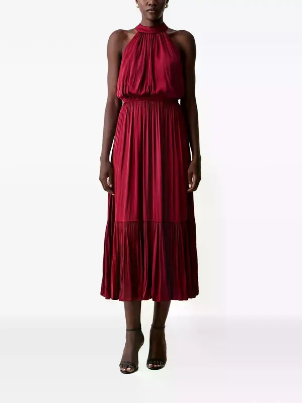 MORGAN Pleated Halterneck Midi Dress