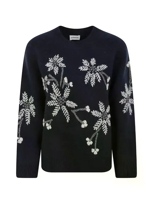P.a.r.o.s.h Floral-embroidered Sweater - Blue