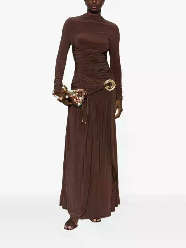 Aje Selah Ruched Long-sleeve Maxi Dress