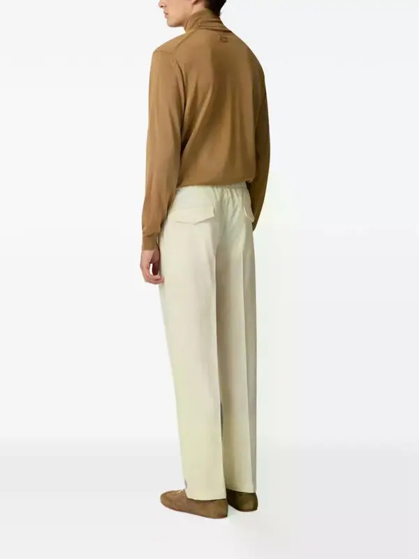 LARDINI Flat-front Flannel Straight-leg Trousers