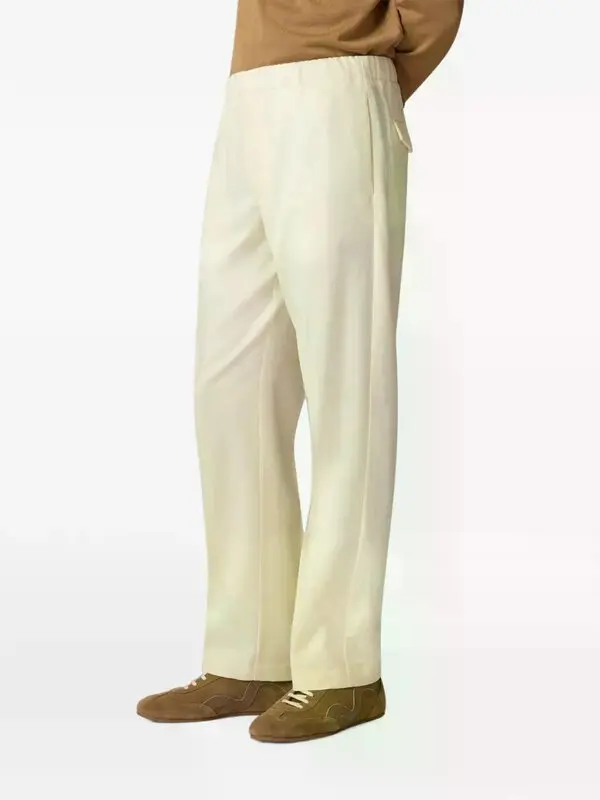 LARDINI Flat-front Flannel Straight-leg Trousers