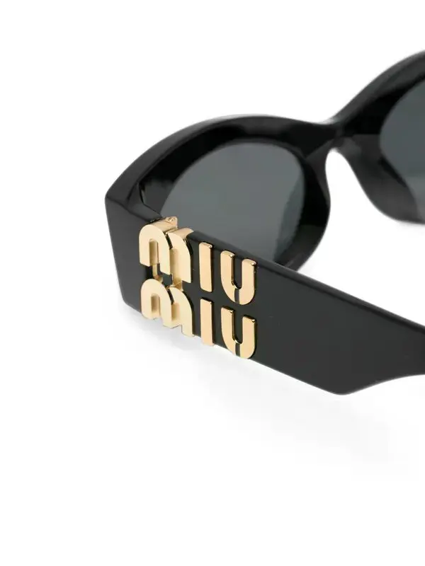Miu Miu Logo-plaque Oval-frame Sunglasses