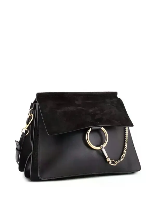 Chloé Faye Leather And Suede Medium Shoulder Bag - Black
