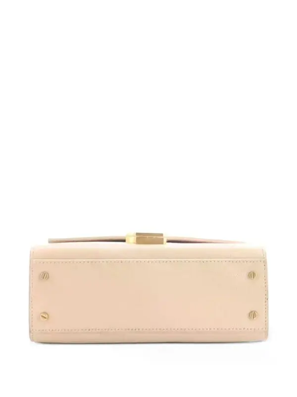 Saint Laurent Cassandra Top Handle Bag Leather Mini Shoulder Bag - Neutrals