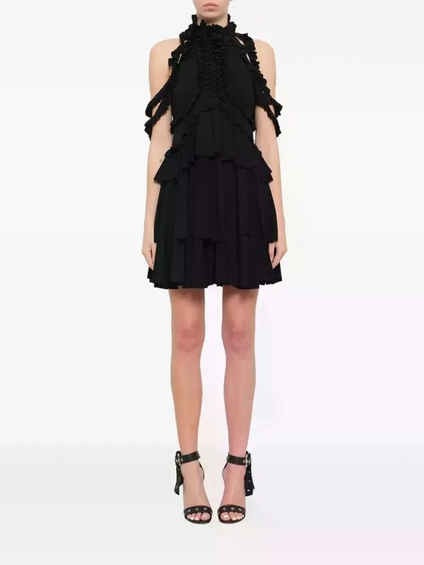 Alexander McQueen Ruffled Tiered Mini Dress - Black