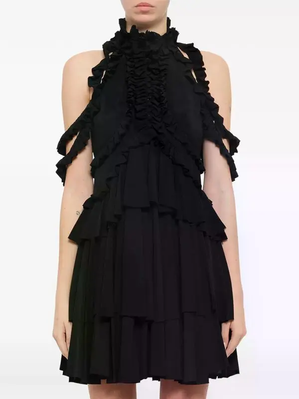 Alexander McQueen Ruffled Tiered Mini Dress - Black
