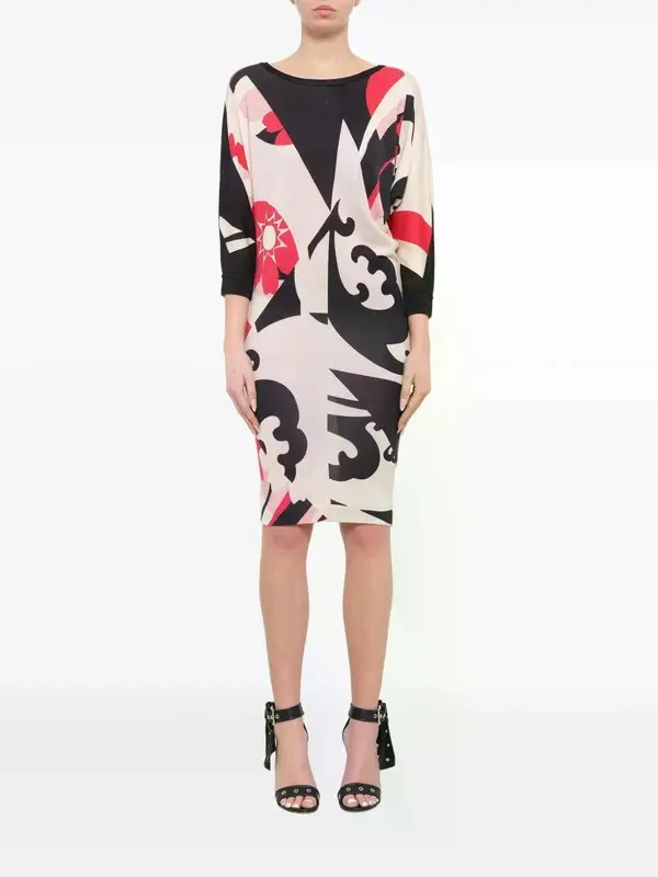 Alexander McQueen Abstract-print Three-quarter-sleeve Mini Dress