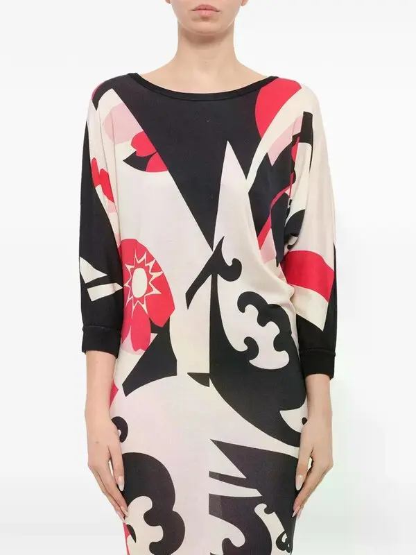 Alexander McQueen Abstract-print Three-quarter-sleeve Mini Dress